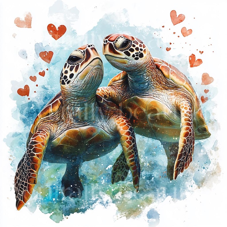 10 X Turtles & Hearts Clipart Bundle - High Quality Jpgs - Romantic ...