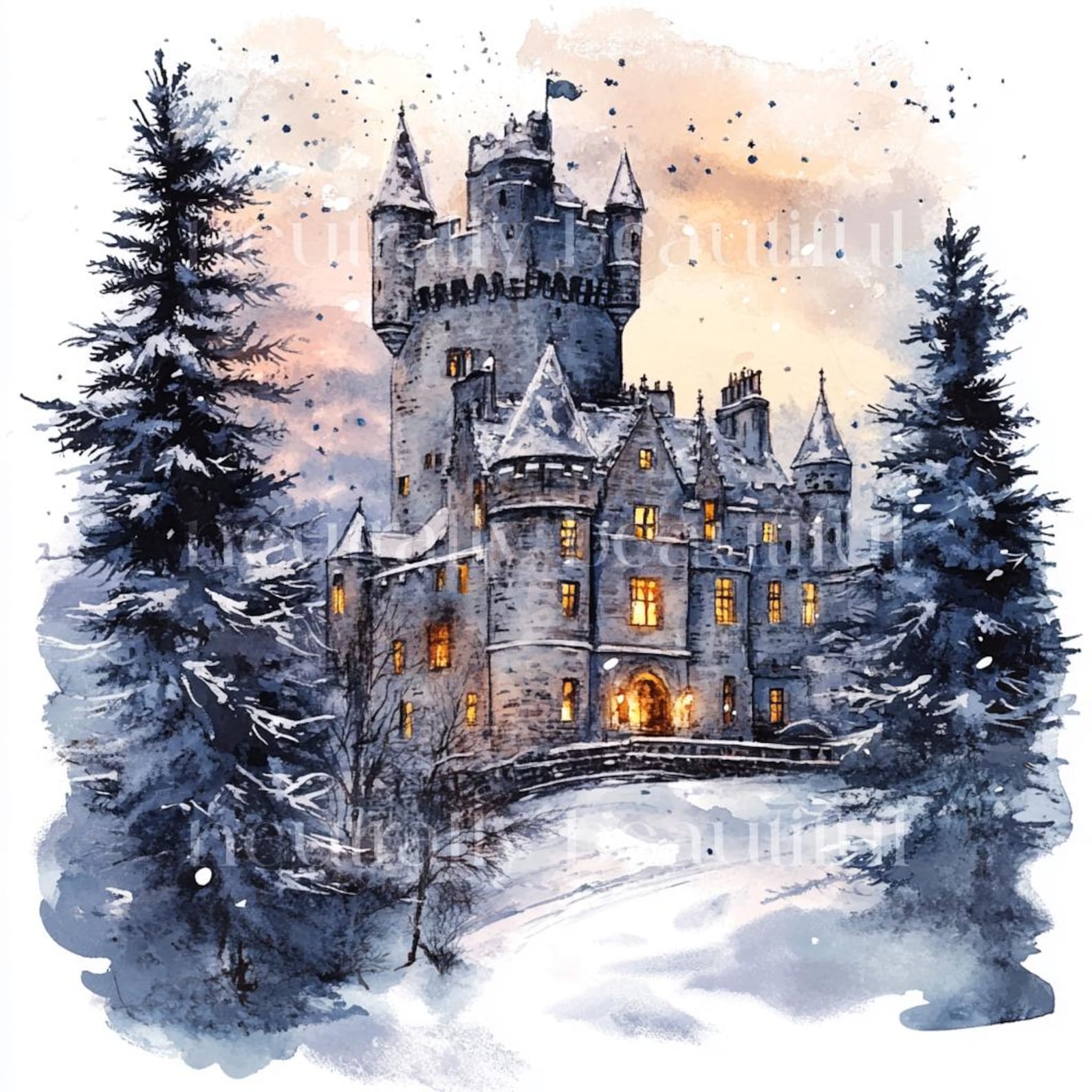 10 X Scottish Castles Clipart Bundle - High Quality Jpgs - Winter ...
