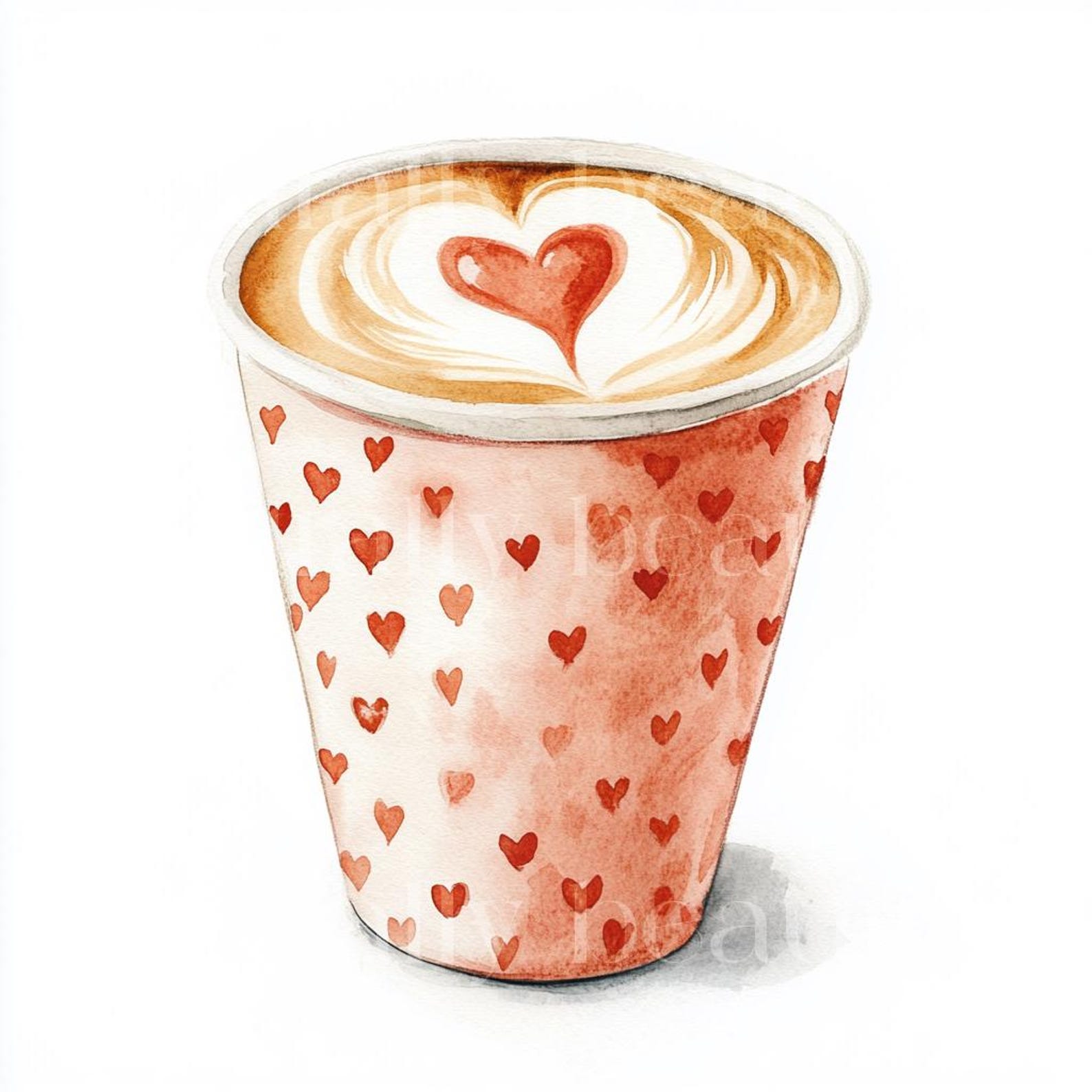 10 X Hearts Coffee Cups Clipart Bundle - High Quality Jpgs - Romantic ...
