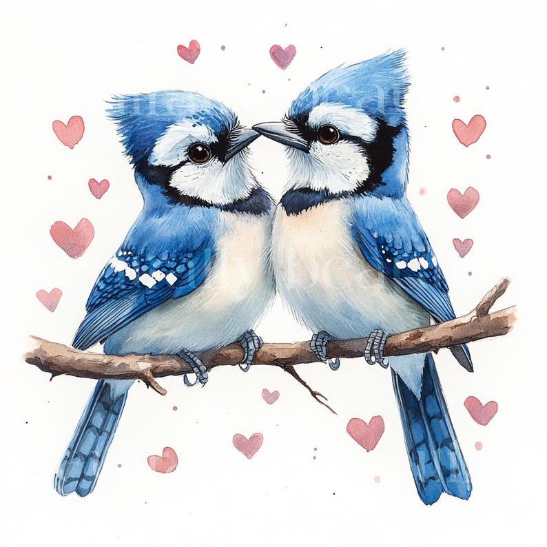 10 X Blue Jays & Hearts Clipart Bundle - High Quality Jpgs - Romantic ...