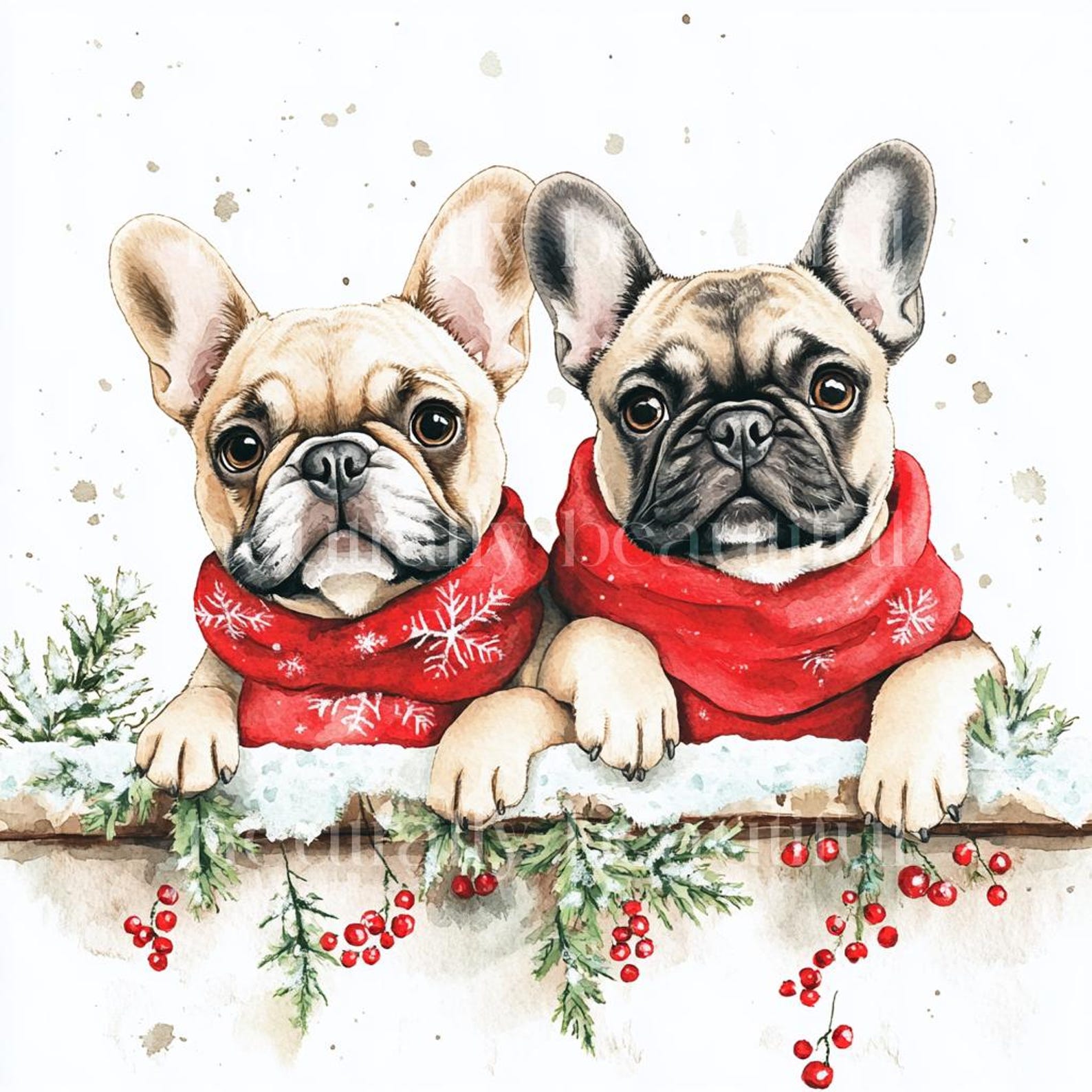 12 X French Bulldogs at Christmas Clipart Bundle - High Quality Jpgs ...
