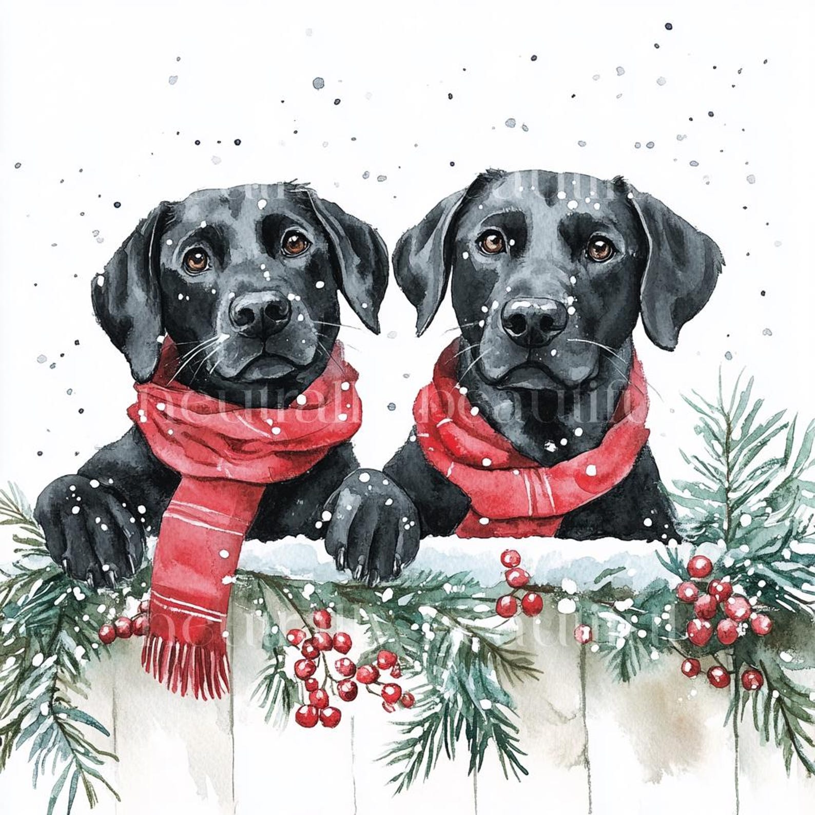 12 X Black Labradors at Christmas Clipart Bundle - High Quality Jpgs ...