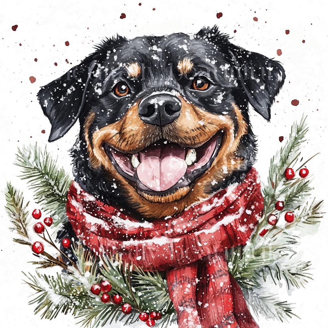 12 X Rottweilers at Christmas Clipart Bundle - High Quality Jpgs ...