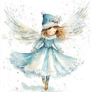 10 X Blue Angel Clipart - High Quality Jpgs - Baby Girl, Blue Christmas ...