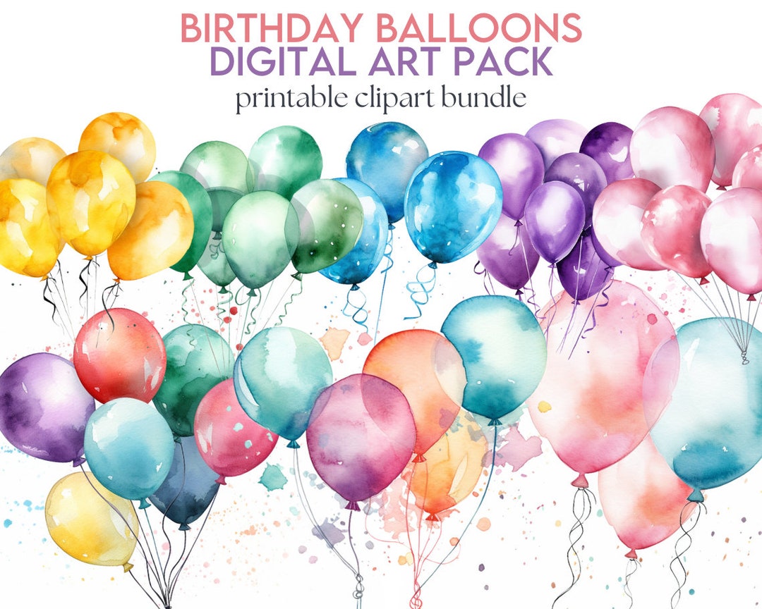 30 X Birthday Balloons Downloadable Clipart Pack - High Quality Jpgs ...
