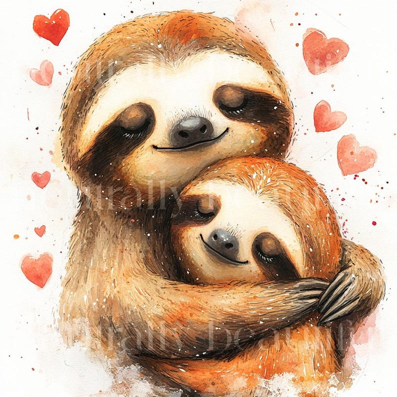 10 X Sloths & Hearts Clipart Bundle - High Quality Jpgs - Romantic ...