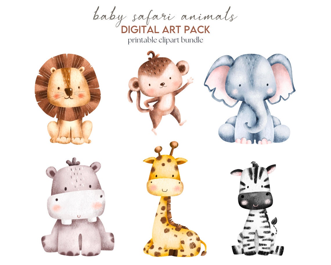Cute Baby Safari Animals - EPS Vectorized High Quality JPG Downloads ...