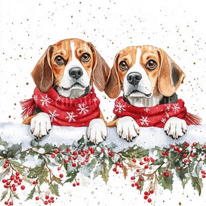 12 X Beagles at Christmas Clipart Bundle - High Quality Jpgs Festive ...