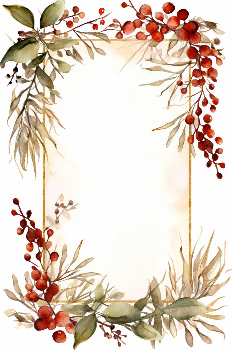 40 X Christmas Themed Borders & Edges Downloadable Papers - Watercolour ...