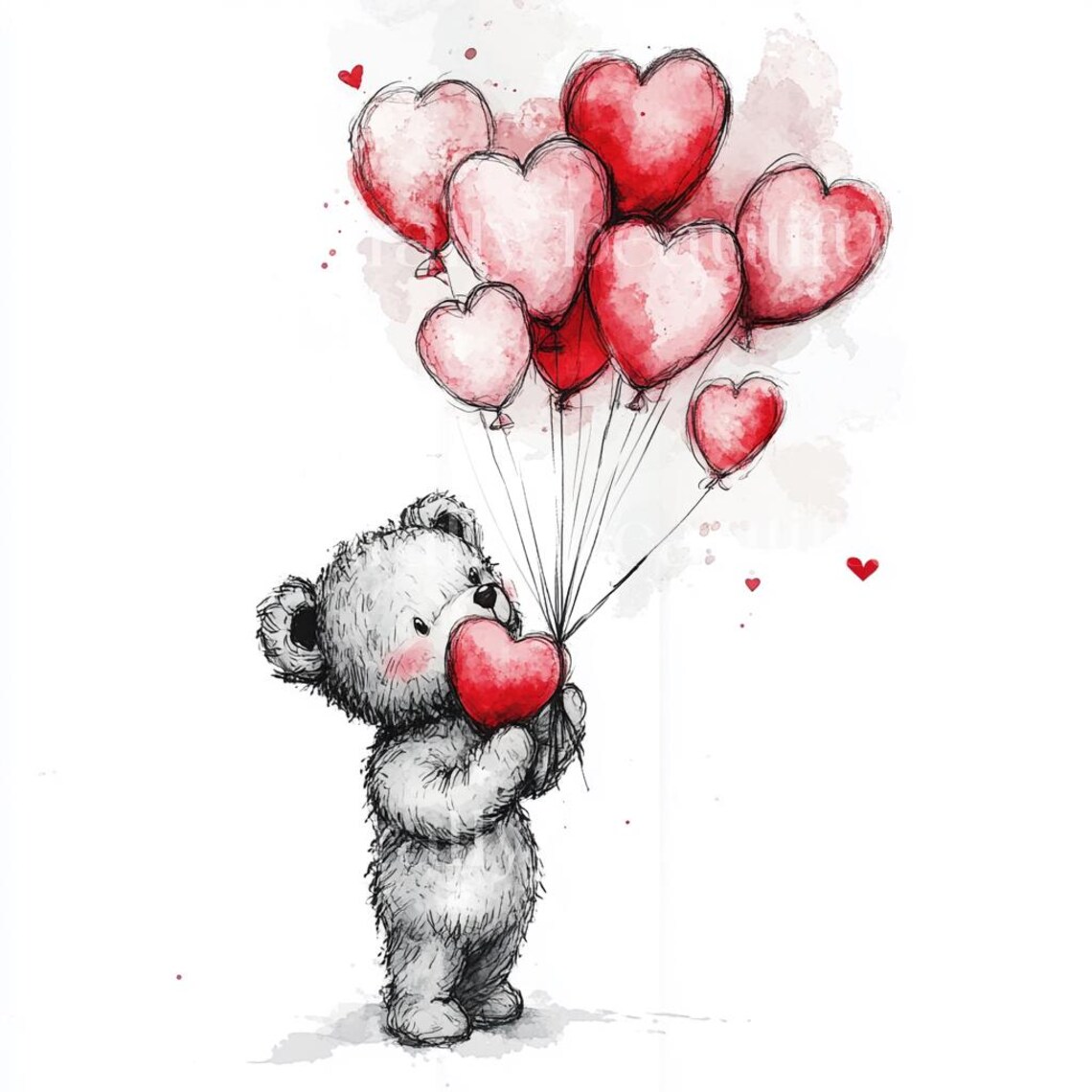 10 X Bears & Heart Balloons - High Quality Jpgs - Romantic Valentine's ...