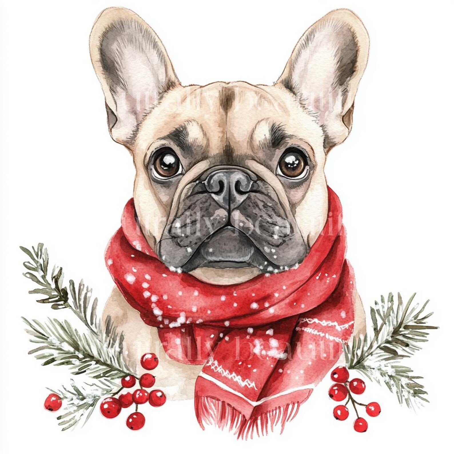 12 X French Bulldogs at Christmas Clipart Bundle - High Quality Festive ...
