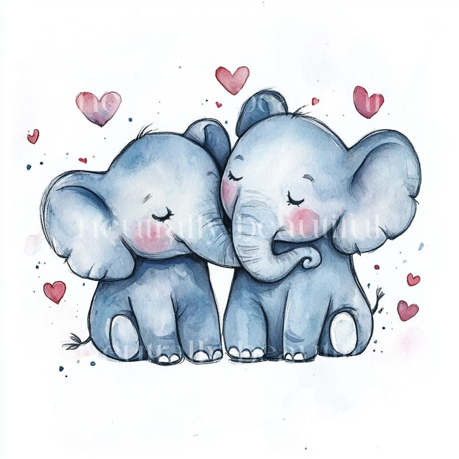 10 X Elephants & Hearts Clipart Bundle - High Quality Jpgs - Romantic ...