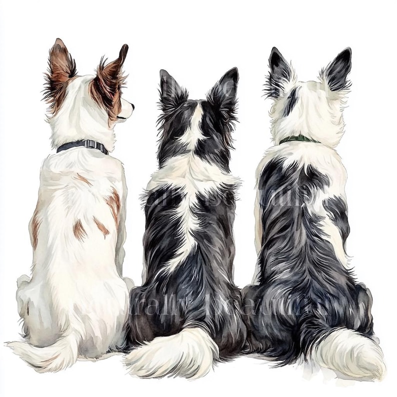 18 X Border Collie Clipart Bundle - High Quality JPG Watercolour ...
