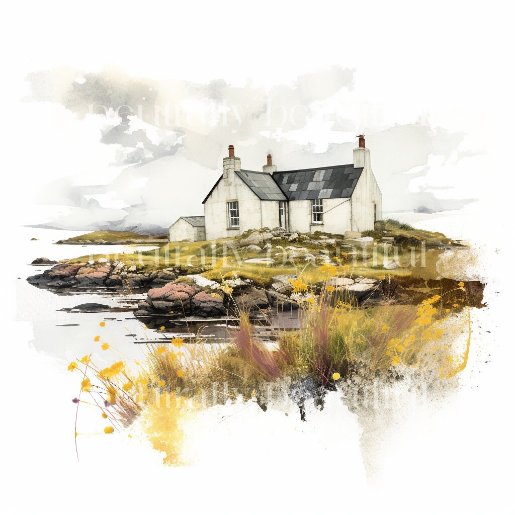 10 Crofters Cottage Clipart, Outer Hebrides Scotland, High Quality ...