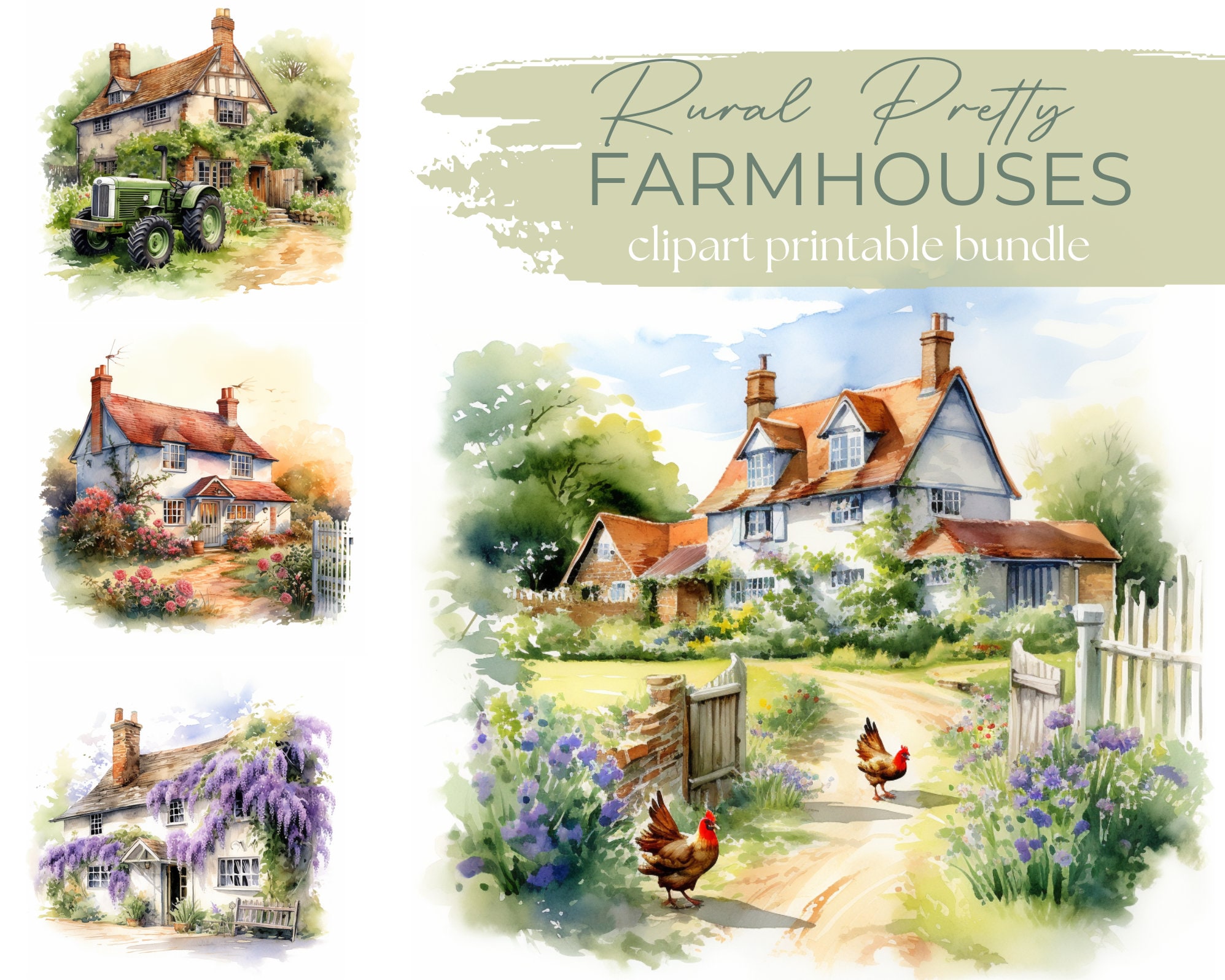 12 Pretty Rural Farmhouse Clipart, High Quality Downloadable Jpgs ...