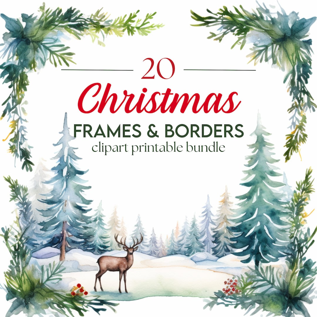 20 X Christmas Themed Borders & Edges Downloadable Clipart - Festive ...