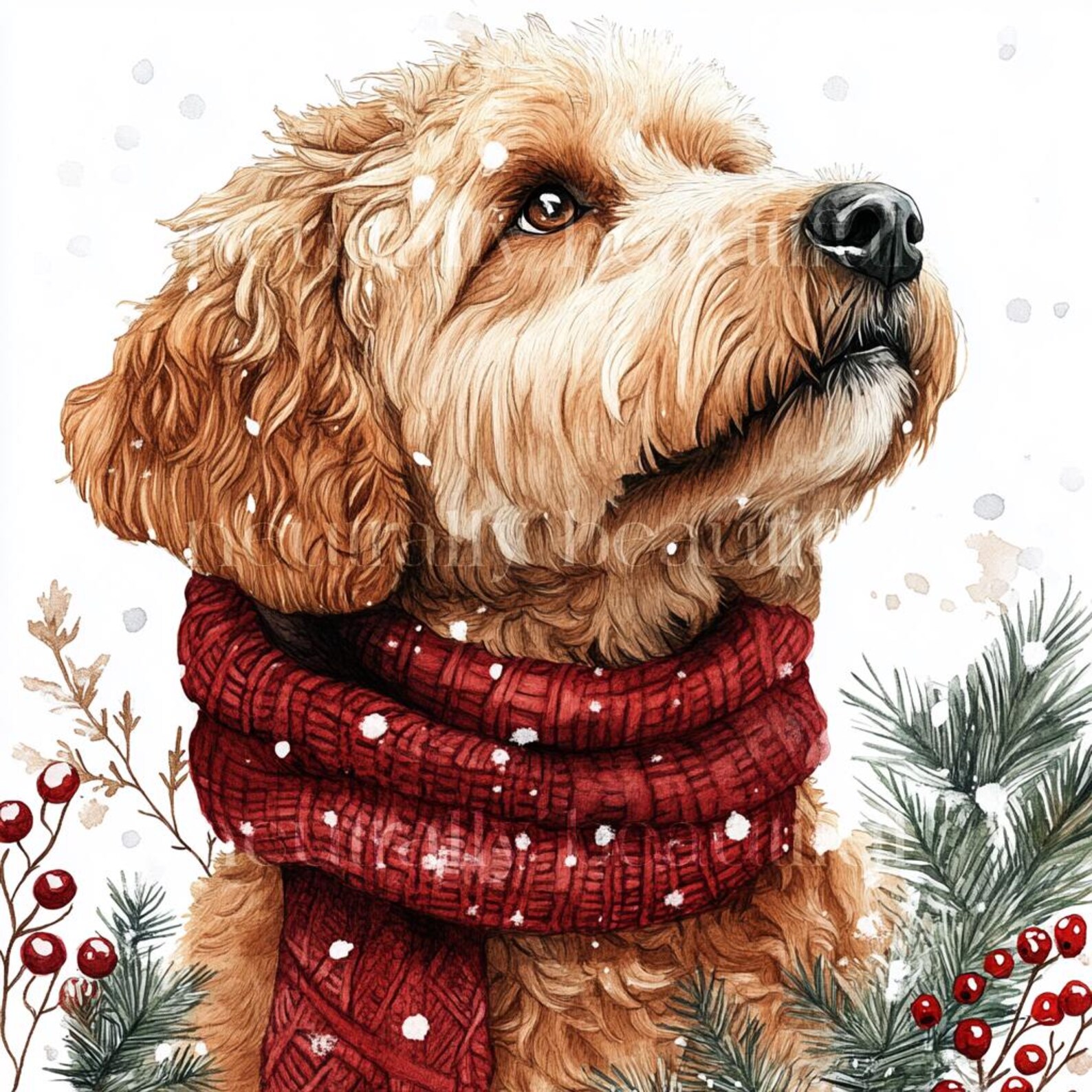 12 X Labradoodle Dogs at Christmas Clipart Bundle - High Quality Jpgs ...