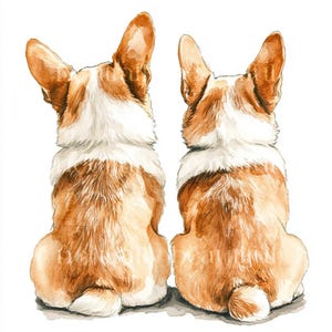 18 X Corgi Dogs Clipart Bundle - High Quality JPG Watercolour Printable ...
