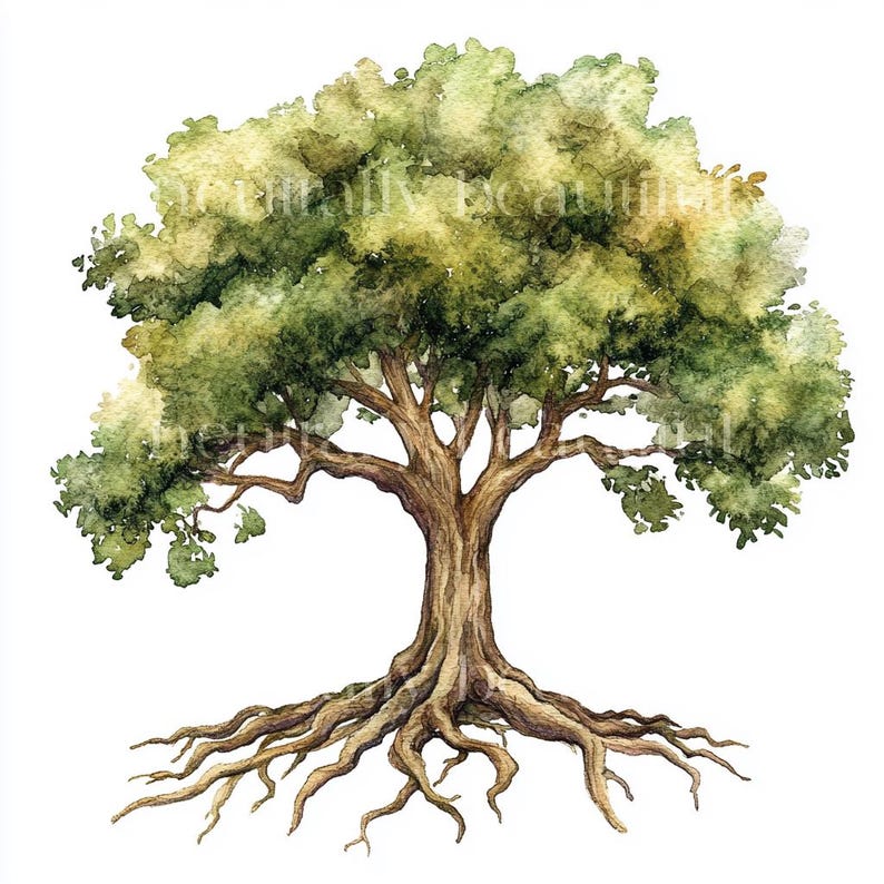 10 X Oak Trees Clipart Bundle - High Quality Jpgs - Botanical Old Oak ...