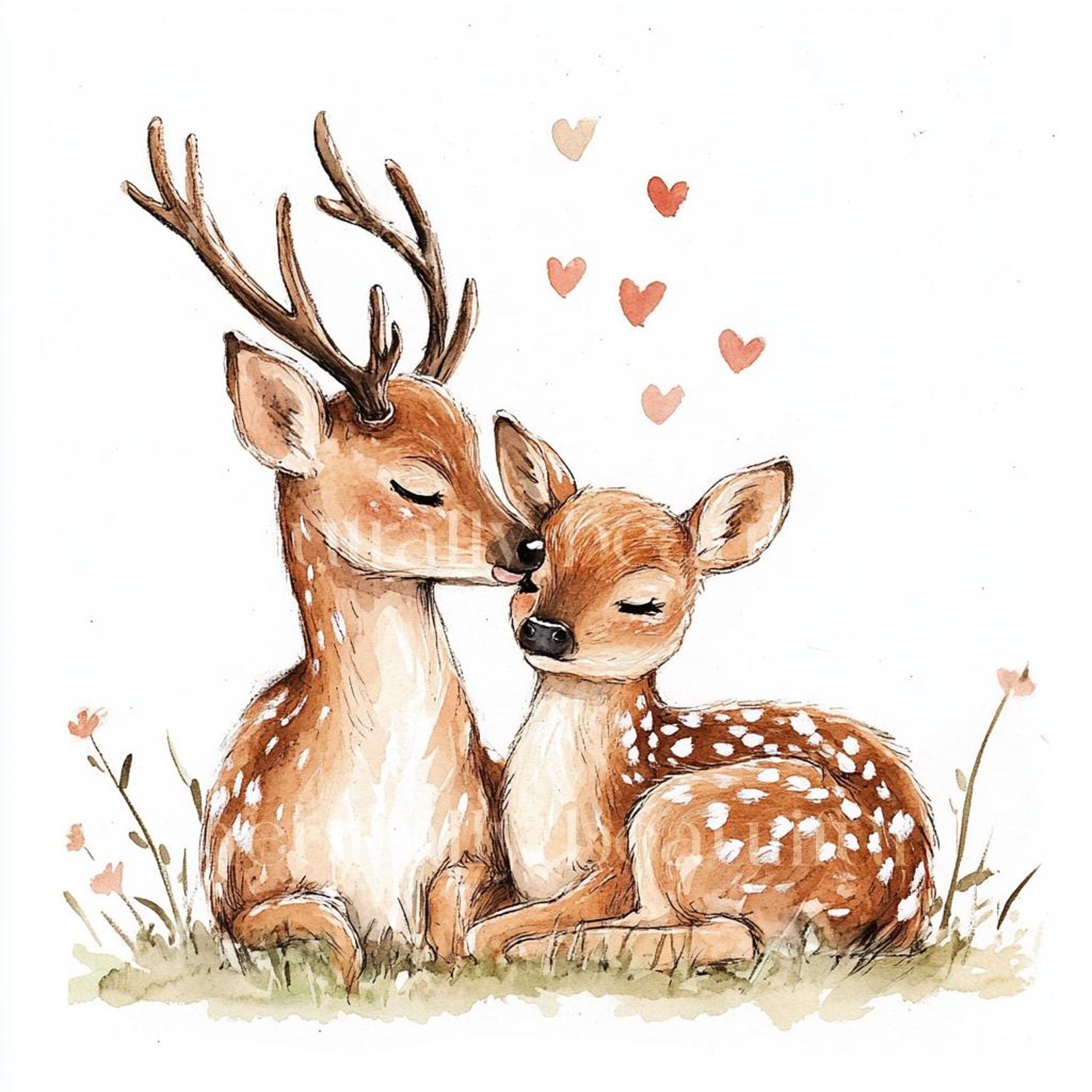 10 X Deer & Hearts Couple Clipart Bundle - High Quality Jpgs - Romantic ...