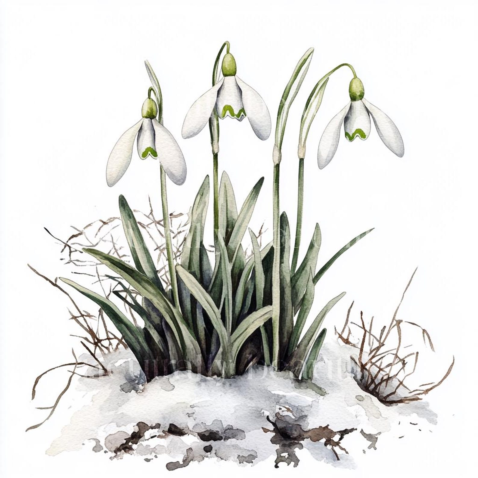 10 X Snowdrops Flowers Clipart Bundle - High Quality Jpgs - Snowdrops ...