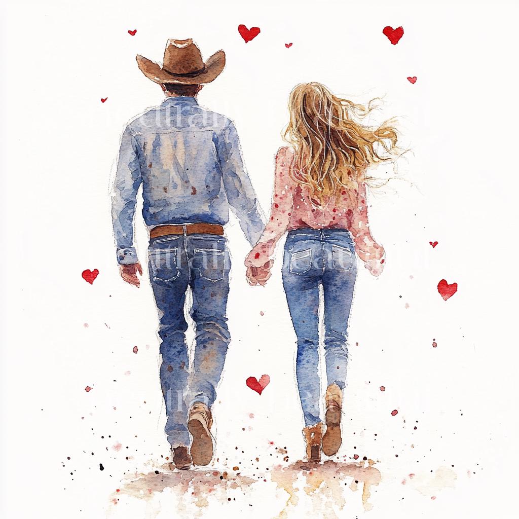 10 X Romantic Cowboy Couples Clipart Bundle - High Quality Jpgs ...