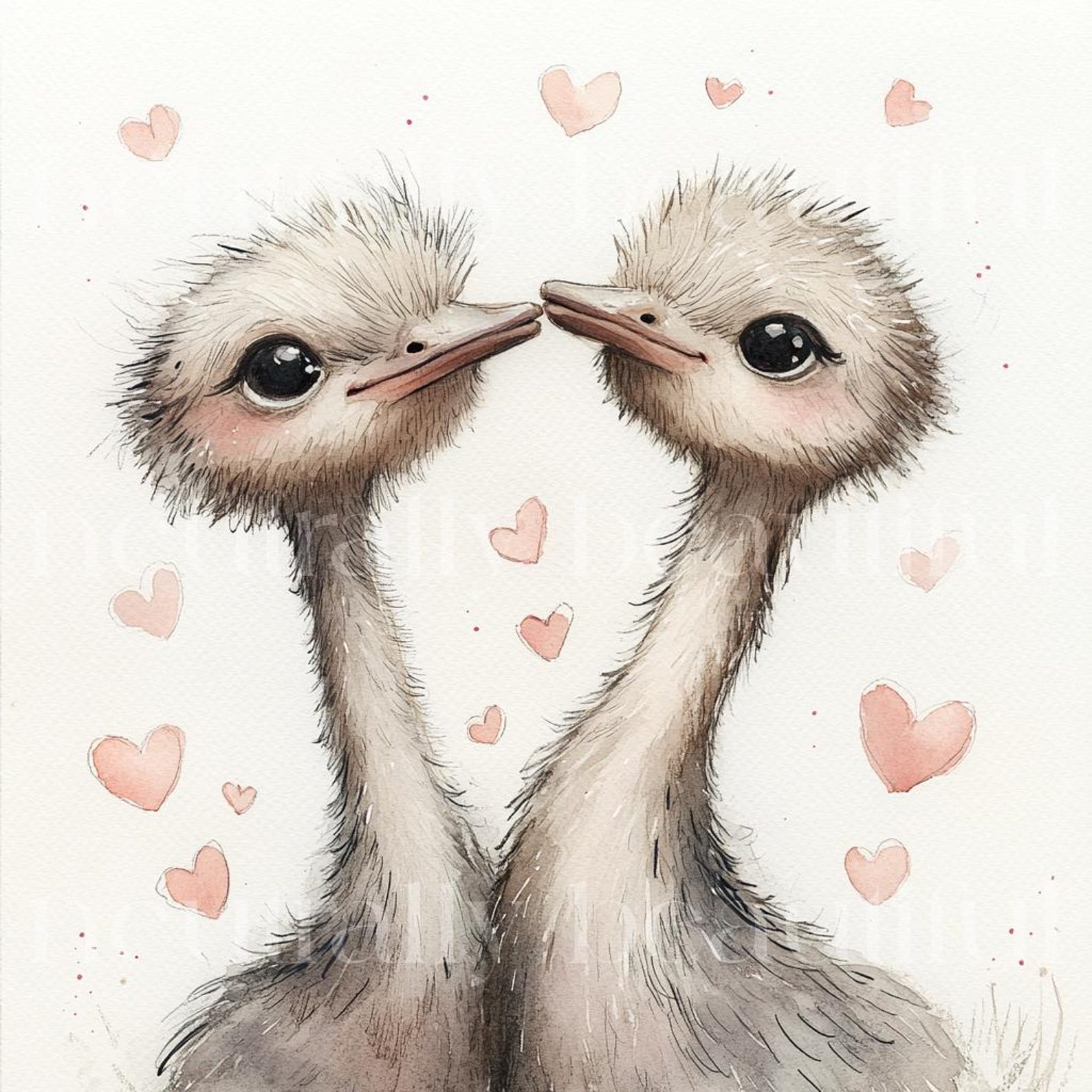 12 X Ostriches & Hearts Clipart Bundle - High Quality Jpgs - Romantic ...