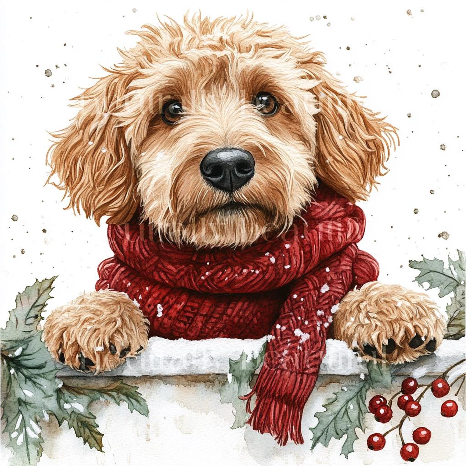 12 X Labradoodle Dogs at Christmas Clipart Bundle - High Quality Jpgs ...