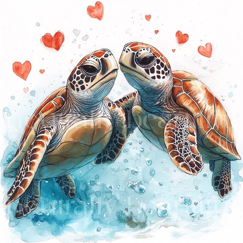 10 X Turtles & Hearts Clipart Bundle - High Quality Jpgs - Romantic ...