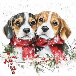 12 X Beagles at Christmas Clipart Bundle - High Quality Jpgs Festive ...