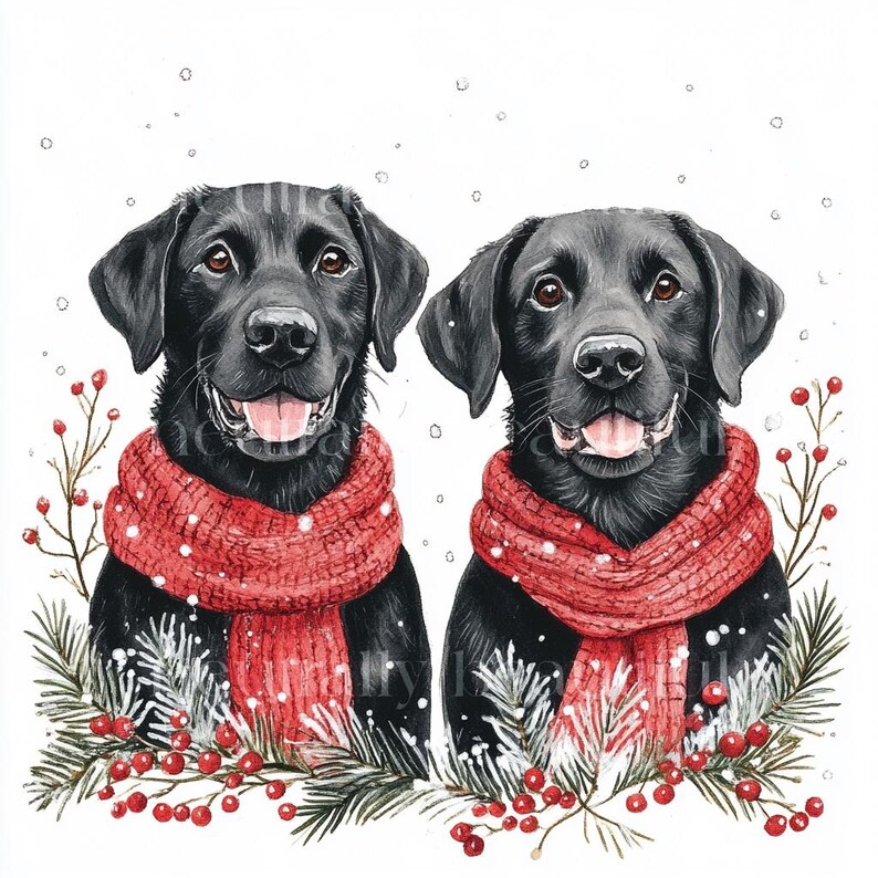 12 X Black Labradors at Christmas Clipart Bundle - High Quality Jpgs ...