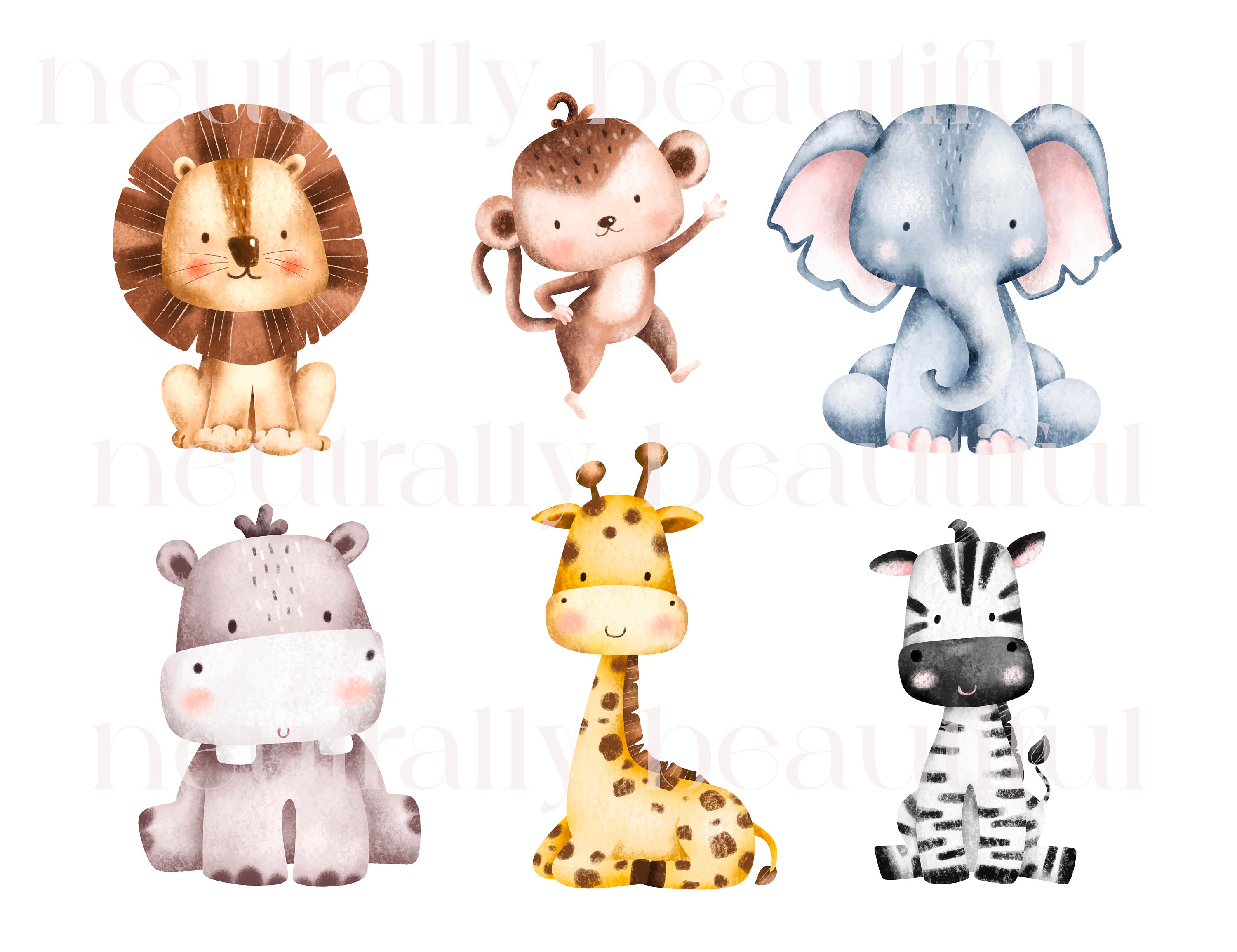 Cute Baby Safari Animals - EPS Vectorized High Quality JPG Downloads ...