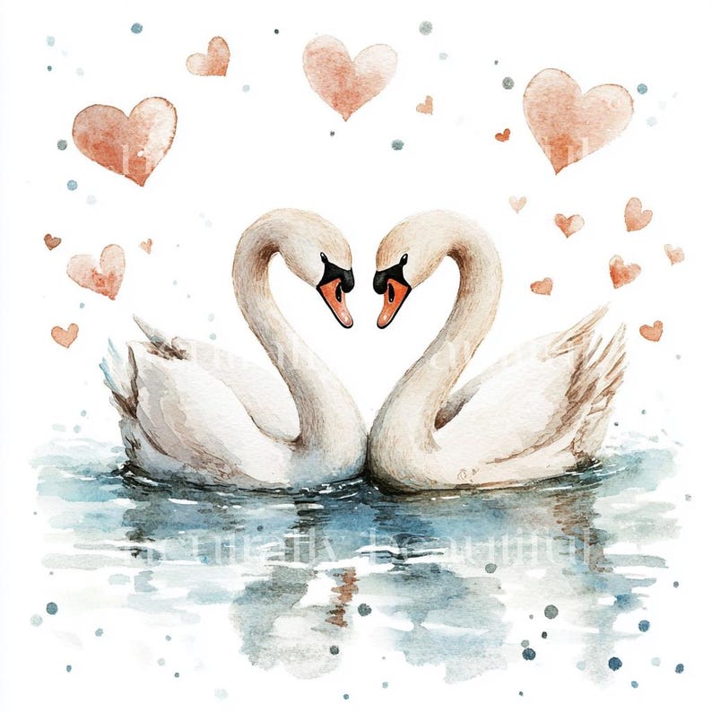 10 X Swans & Hearts Clipart Bundle - High Quality Jpgs - Romantic ...