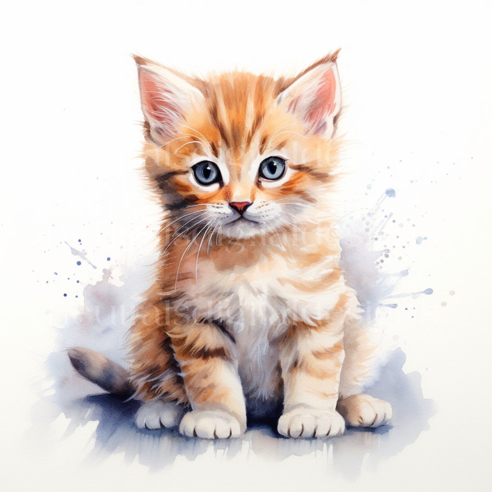 Cute Kitten Clipart - 10 High Quality Downloadable Jpgs - Watercolour ...