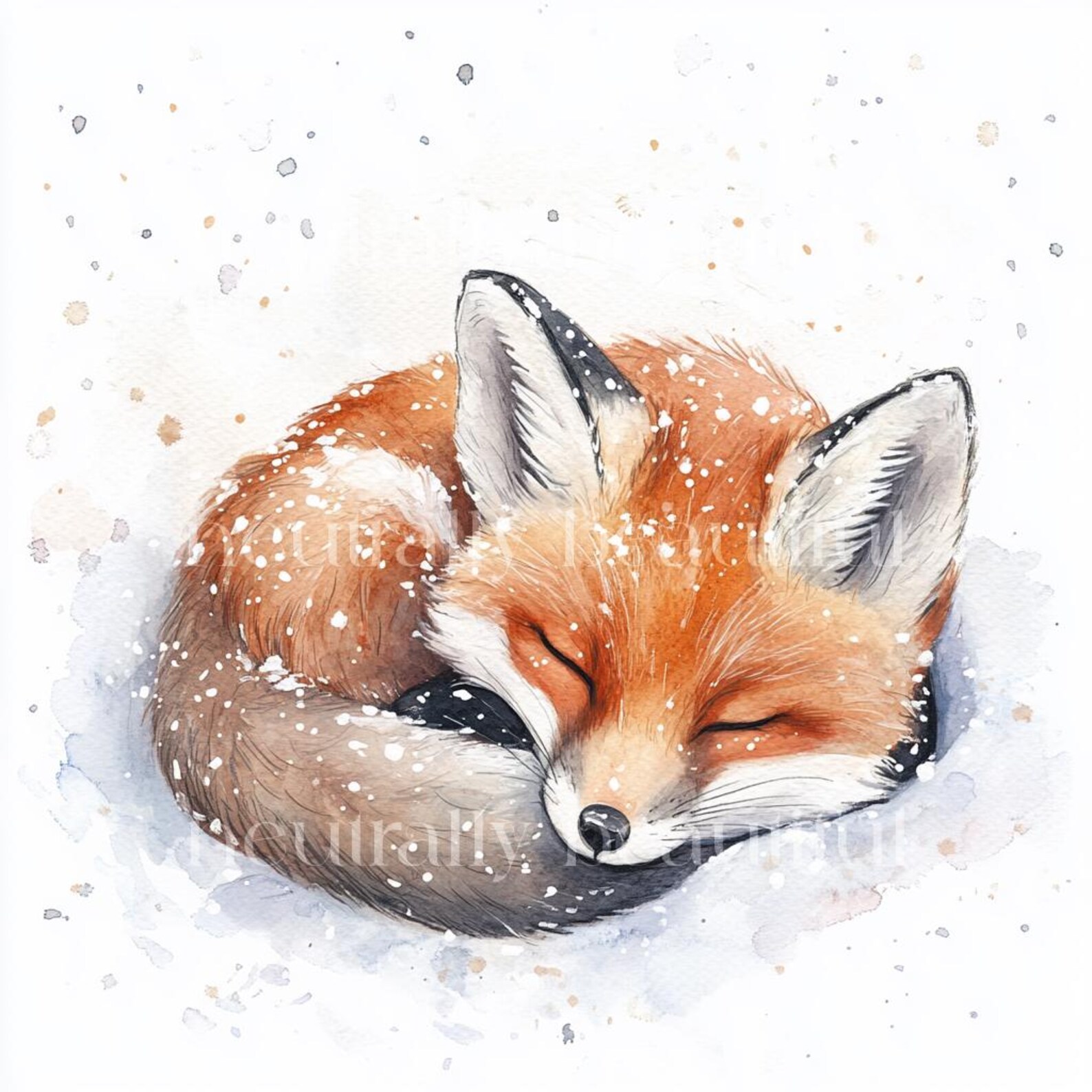10 X Cute Sleeping Fox Clipart - High Quality Jpgs - Fox Cub in Snow ...