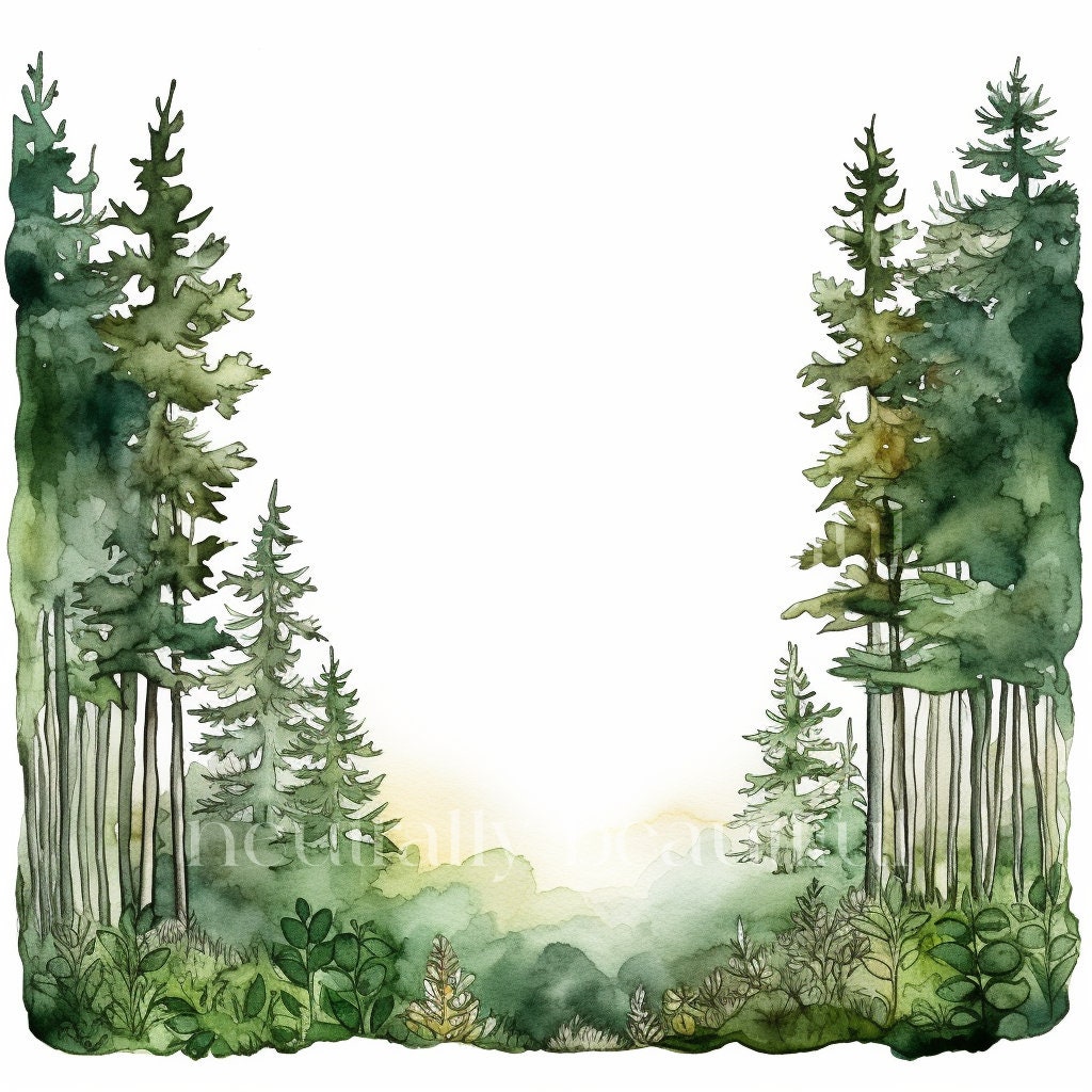 20 X Forest Themed Borders & Edges Downloadable Clipart Watercolour ...