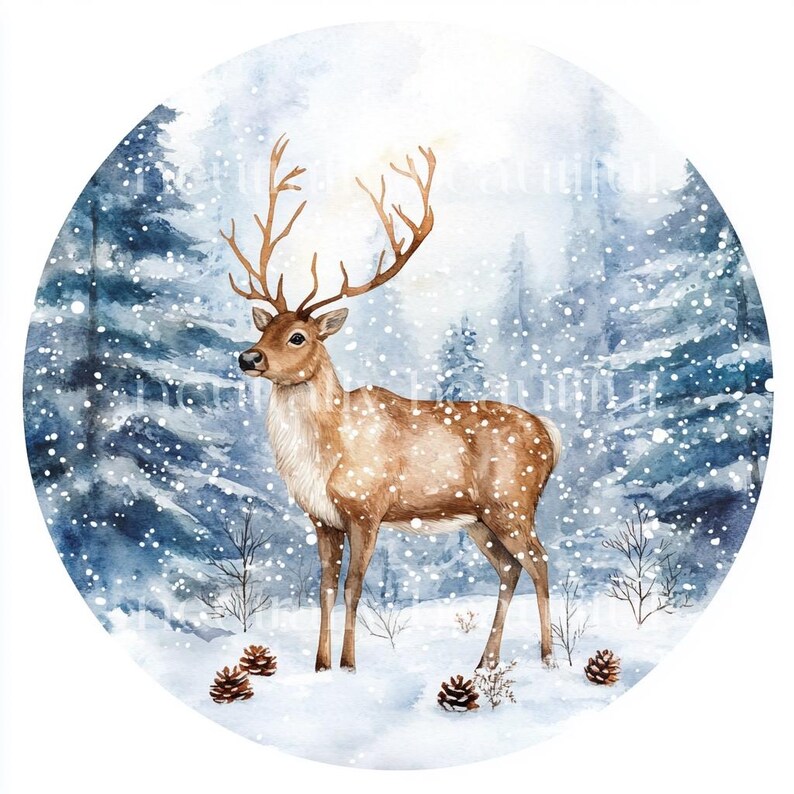 10 X Reindeer Clipart Circle Frames - High Quality Jpgs - Christmas ...