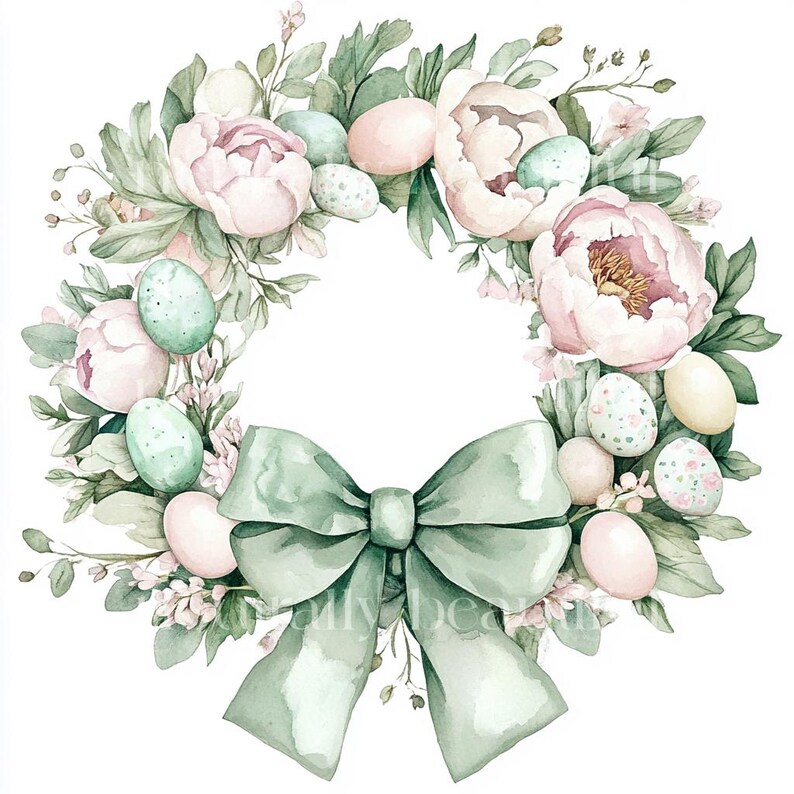 10 X Easter Floral Wreaths Clipart Bundle, High Quality JPG Instant ...
