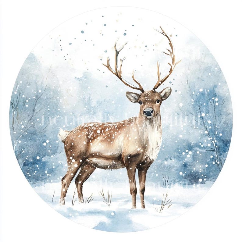 10 X Reindeer Clipart Circle Frames - High Quality Jpgs - Christmas ...