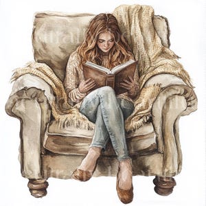 10 X Cozy Reading Girls Clipart Bundle - High Quality Jpgs - Bookworm ...