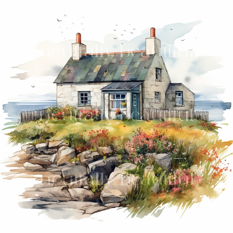 10 Crofters Cottage Clipart, Outer Hebrides Scotland, High Quality ...