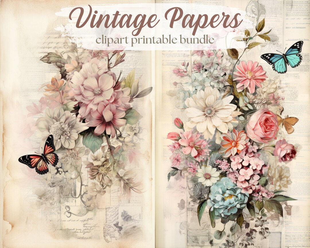 Scrapbooking Paper Elements - 10 Downloadable Jpgs - Printable Vintage ...