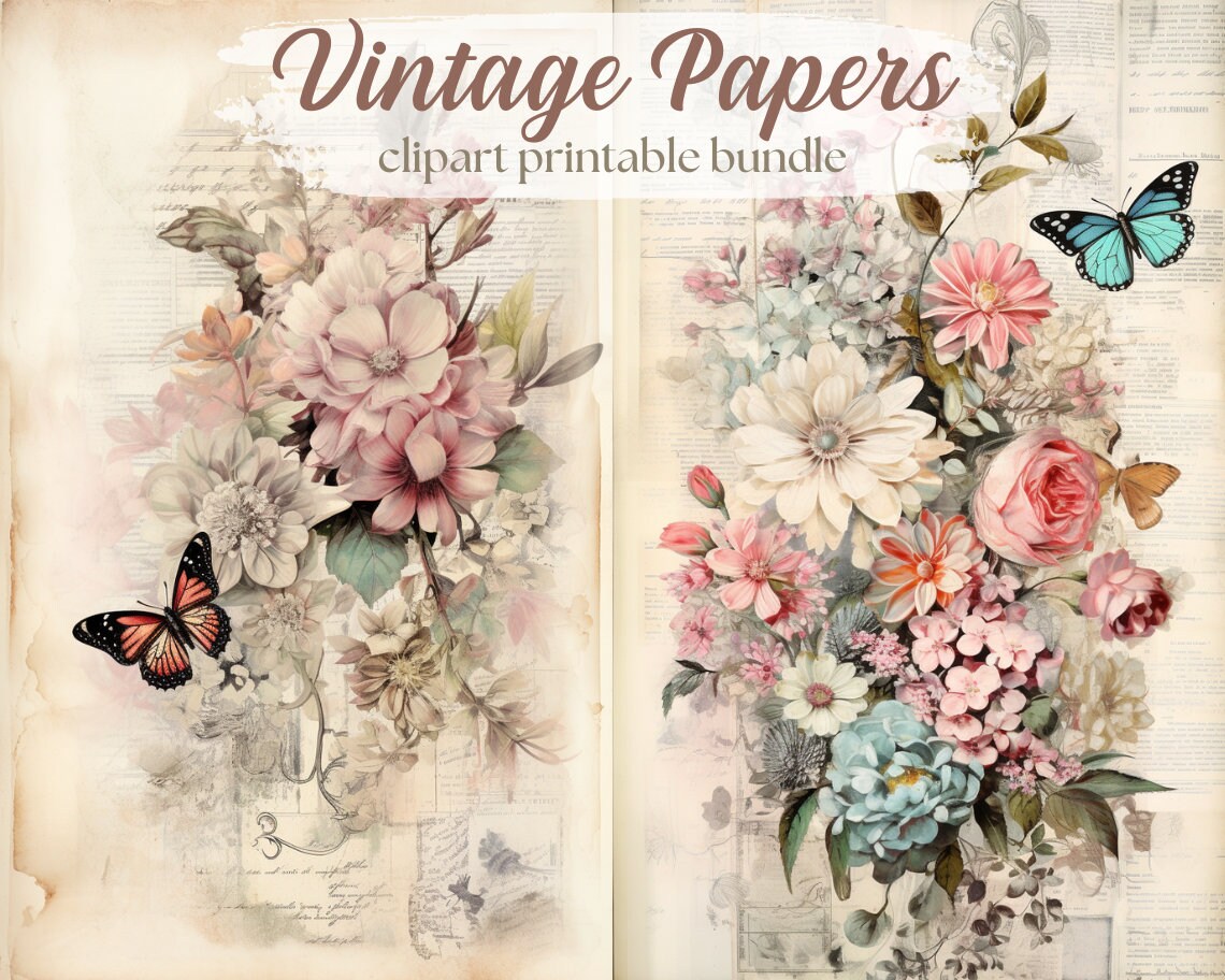 Scrapbooking Paper Elements - 10 Downloadable Jpgs - Printable Vintage ...