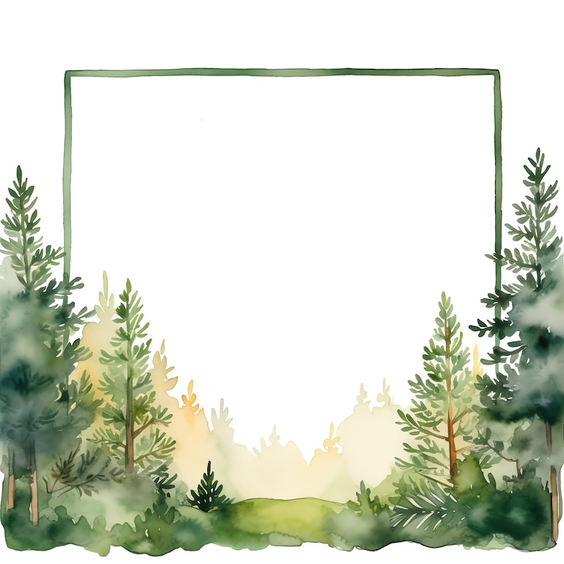 20 X Forest Themed Borders & Edges Downloadable Clipart Watercolour ...