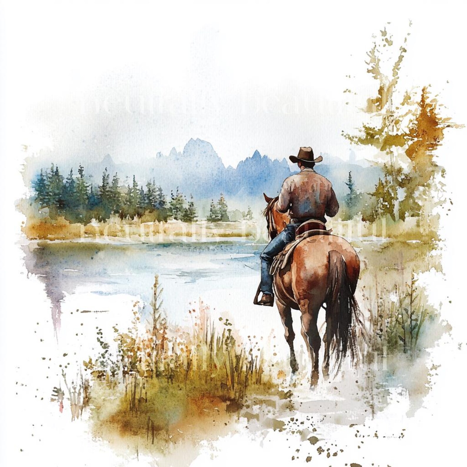 10 X Cowboy Scenery Clipart Bundle - High Quality Jpgs - Western Cowboy ...