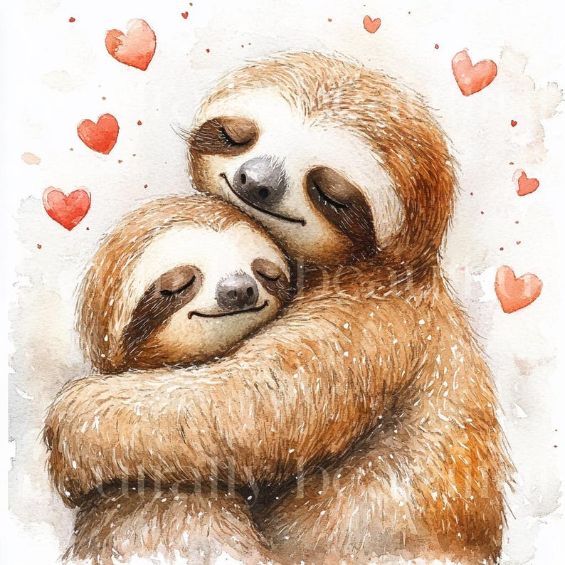 10 X Sloths & Hearts Clipart Bundle - High Quality Jpgs - Romantic ...