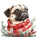 12 X Pug Dogs at Christmas Clipart Bundle - High Quality Jpgs Dog ...