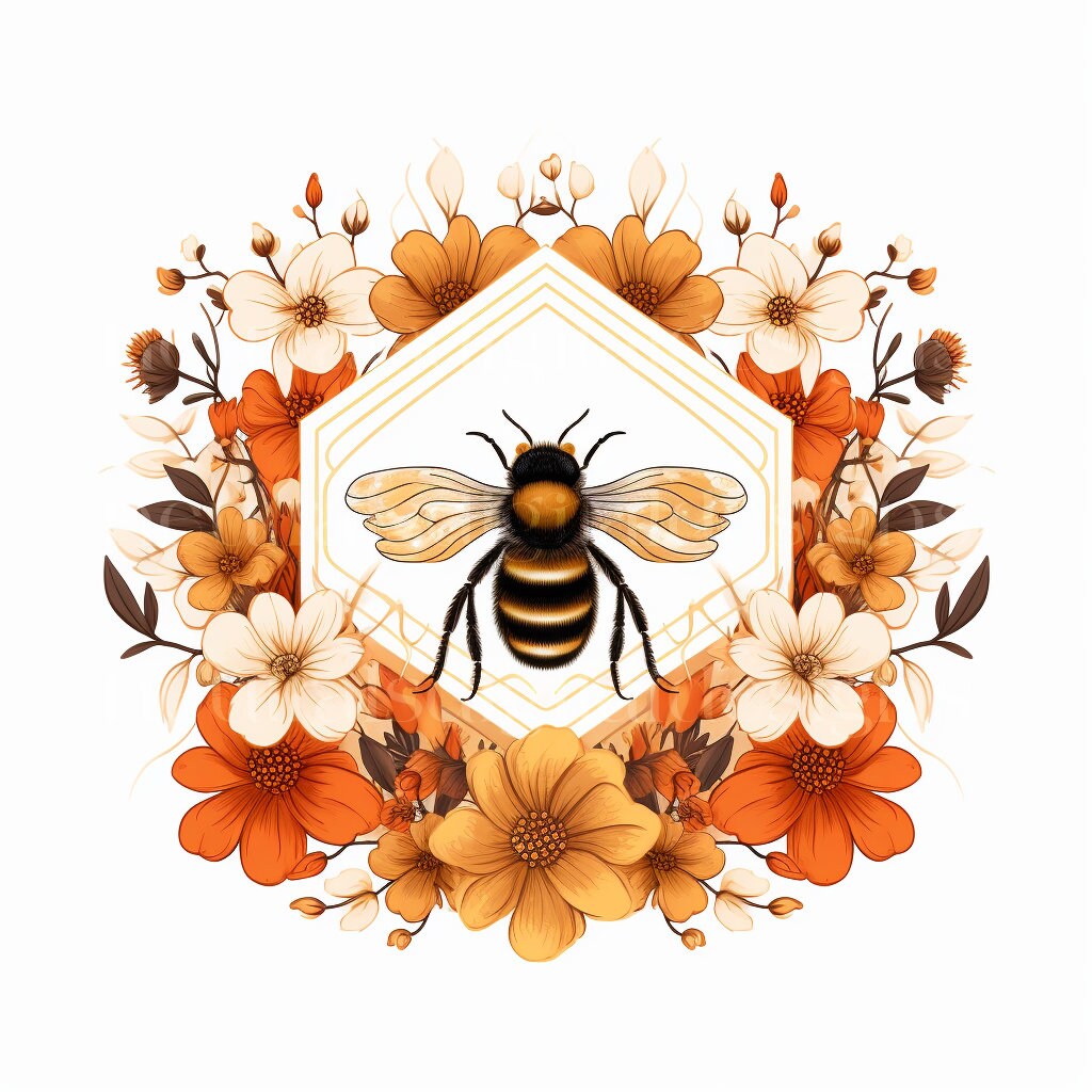 10 X Vector-style Floral Bee Digital Elements - High Quality JPG ...