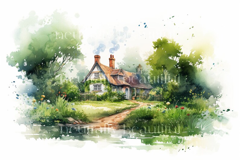 10 Countryside Cottage Prints, Landscape High Quality Downloadable Jpgs ...