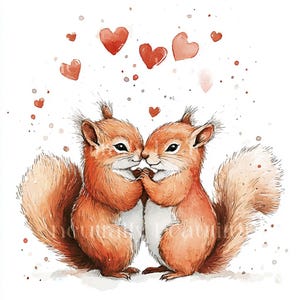 10 X Squirrels & Hearts Clipart Bundle - High Quality Jpgs - Romantic ...